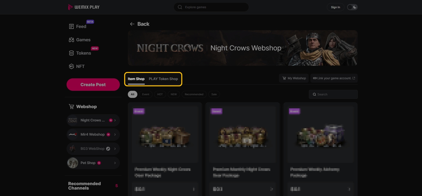 WEMIX PLAY Webshop | NIGHT CROWS